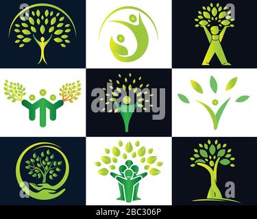 people ecology health life vector logo design icon Stock Vector Image ...