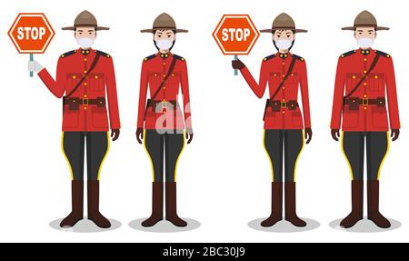 Standing Canadian Policewoman Officer in Traditional Uniform Character ...