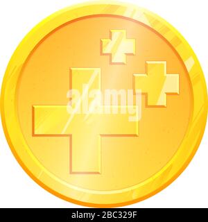 Gold health regeneration symbol crosses on white background. Three ...