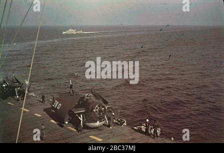 Grumman TBM Avenger aboard USS Bairoko (CVE-115), circa in 1945 Stock ...