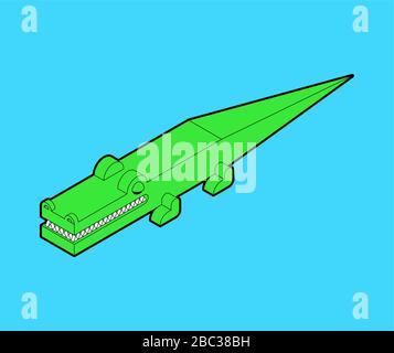 Green reptile icon isometric vector. Lizard frog. Iguana wild Stock ...