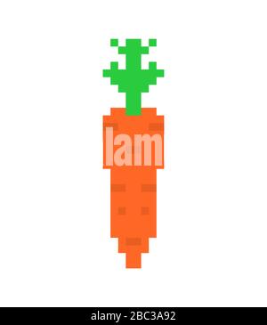 Carrot pixel art. Orange Vegetable 8 bit. Pixelate vector illustration ...