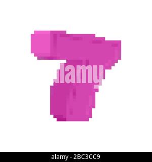 3 number pixel art. cartoon font. 8 bit Three numeral Children alphabet ...