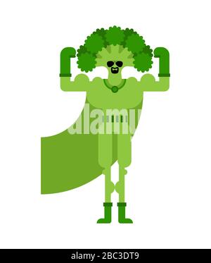 A cartoon of green broccoli with Super hero costume Stock Vector Image ...