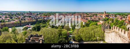 The old town of the walled town of Este, in Veneto, taken from the ...