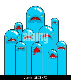 Angry worm set. Evil worms isolated. vector illustration Stock Vector ...