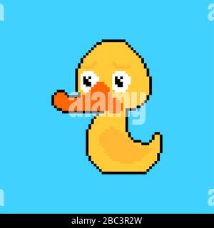 Yellow duck pixel art icon isolated on white Stock Vector Image & Art - Alamy