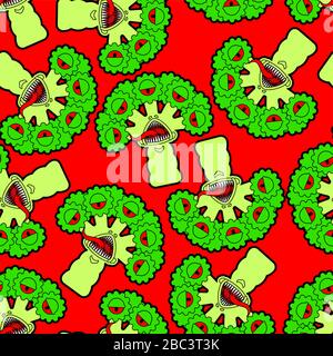 Broccoli monster GMO mutant. Angry Vegetable with teeth. Hungry Alien ...