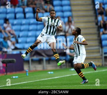 South Africa celebrates a goal during the World Cup Group A soccer ...