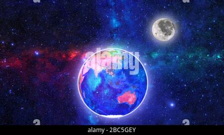 Earth Planet and moon over star space background. Elements of this ...