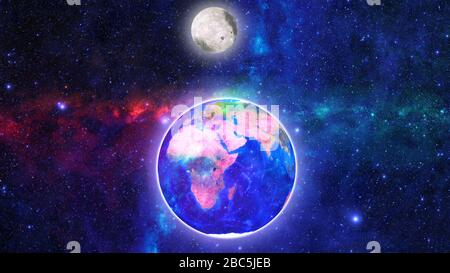 Earth Planet and moon over star space background. Elements of this ...