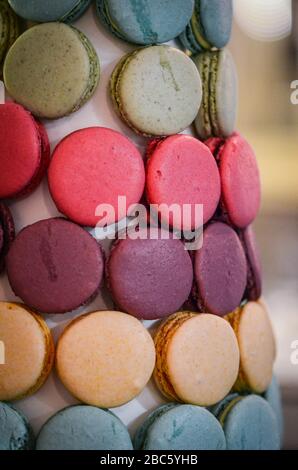 mix french macaroons with different flavours & colours Stock Photo - Alamy