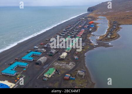 Inchoun, Chukotski region, Russia - October 18, 2019: The top view on ...