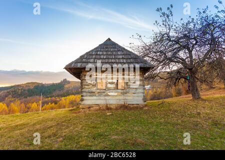 Simple peaceful rural lifestyle, old house in beautiful landscape Stock ...