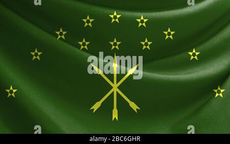 Realistic flag of Adygea on the wavy surface of fabric Stock Photo - Alamy