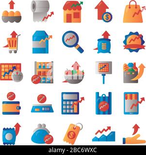 bundle of price hike set icons Stock Vector Image & Art - Alamy