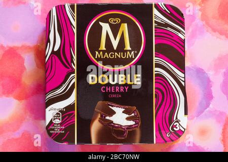box of Magnum double cherry icecreams ice creams isolated on white ...