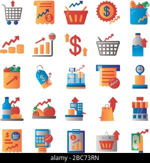 bundle of price hike set icons Stock Vector Image & Art - Alamy