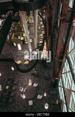 BELVAL, LUXEMBOURG / JULY 2019: inside architecture in the university ...