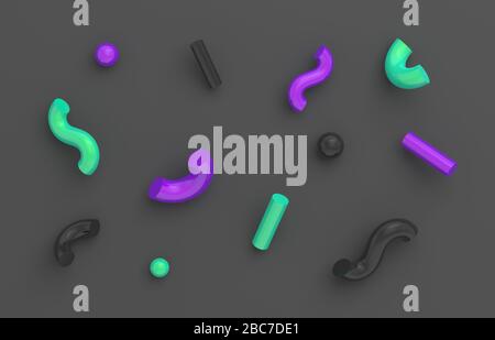 Colorful 3D rendering. Shape composition, geometric structure block ...