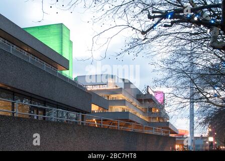 Concrete brutalist architecture & logo of IBM Southbank building people ...