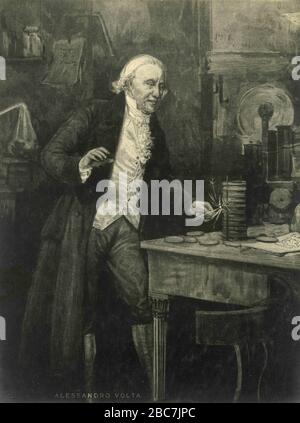 Alessandro Volta. Portrait of the Italian chemist and inventor of the ...
