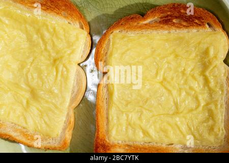 Processed cheese, processed cheese slices on toast Stock Photo - Alamy