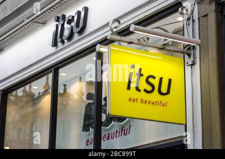 ITSU Fast Food Restaurant London - Sign on an ITSU asian style fast ...