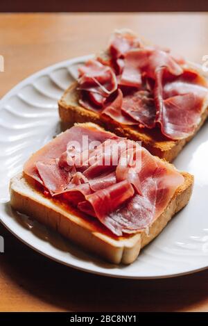 Traditional Spanish cured meat jamon Stock Photo - Alamy