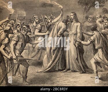 The Kiss Of Judas In The Garden Of Gethsemane By Gustave Dore 1800's ...