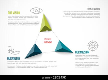 Mission, vision, values concept - triangle graphics - vector ...