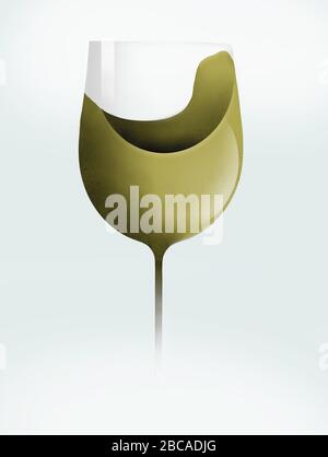 glass goblet filled with water. isolated on white background. 3d render ...