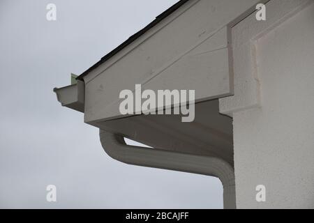 Rain gutter system corner gutters drainage system downpipe on the roof ...