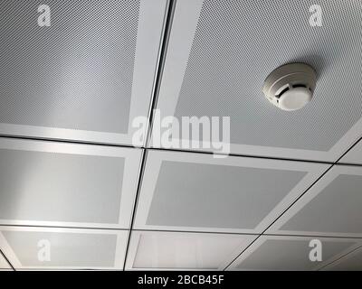 Fire detector at false ceiling. Fire alarm system Stock Photo - Alamy