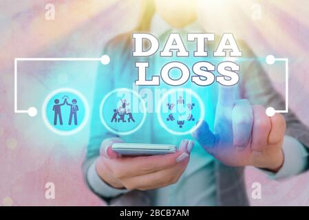 Writing note showing Data Loss. Business concept for process or event ...