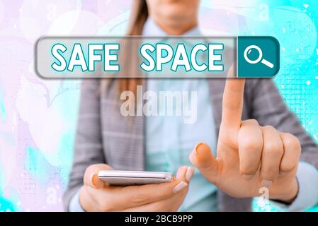 Handwriting text Safe Space. Conceptual photo a place or room in which ...