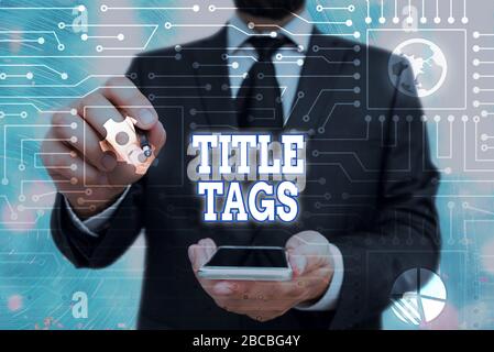 Handwriting text Title Tags, Conceptual photo the HTML element that ...