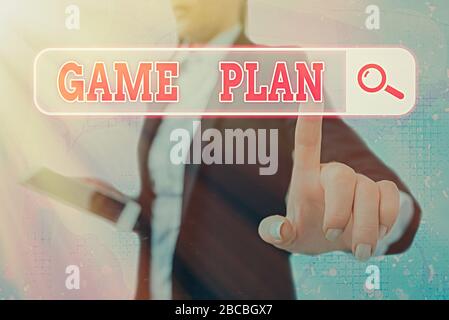 Writing note showing Game Plan. Business concept for strategy worked ...