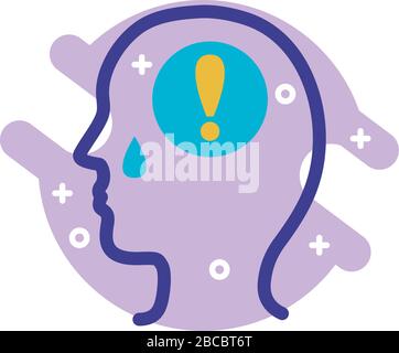 profile with alert symbol mental health silhouette style icon Stock ...