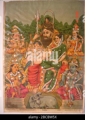 'Panch dev' (five gods), from Ravi Varma studio, 1910's Stock Photo - Alamy