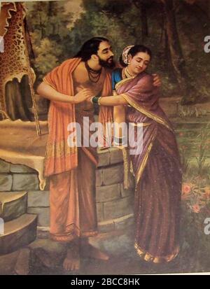 Raja Ravi Varma - Mahabharata - Birth of Shakuntala Stock Photo - Alamy