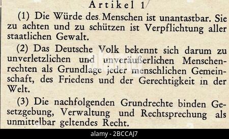 Grundgesetz der Bundesrepublik Deutschland, 1949 - 2019, 70 Jahre Stock ...
