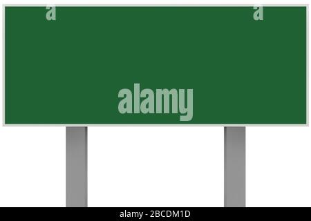 Green signboard with metal pole, isolated with white background Stock ...