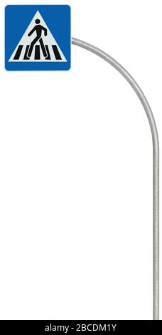 Zebra crossing, pedestrian cross warning traffic road sign in blue ...