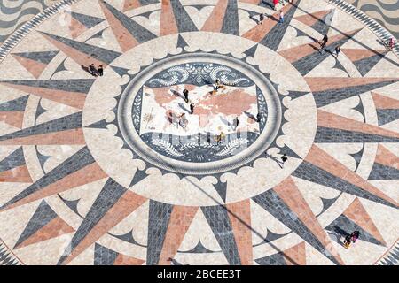 Lisbon, Portugal. The compass rose and mappa mundi Stock Photo - Alamy
