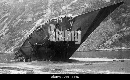 German destroyer in a Norwegian fjord, World War II Stock Photo - Alamy