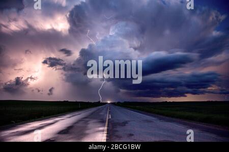 Prairie Lightning Storm Canada summer rural major structure ...