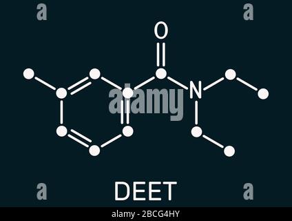 DEET, diethyltoluamide, N,N-Diethyl-meta-toluamide C12H17NO molecule ...