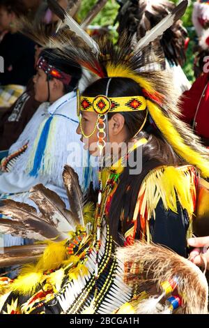 Traditional Indian dance at Calgary Stampede Indian Village Stock Photo ...