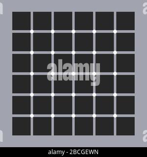 Scintillating grid illusion, an optical illusion. Black dots seem to ...